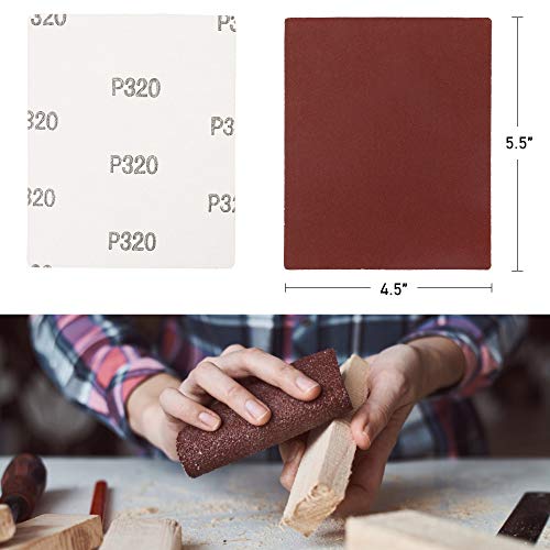 LotFancy 1/4 Sheet Sandpaper for Palm Sander, 50PCS 60 80 120 180 240 320 400 600 800 1000 Grit Sanding Sheets Assortment for Car and Wood, Plain Backing Sand Paper, 5.5”x 4.5”