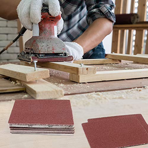 LotFancy 1/4 Sheet Sandpaper for Palm Sander, 50PCS 60 80 120 180 240 320 400 600 800 1000 Grit Sanding Sheets Assortment for Car and Wood, Plain Backing Sand Paper, 5.5”x 4.5”