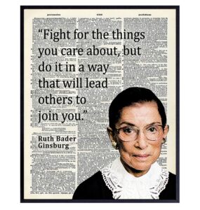 ruth bader ginsburg wall art - rbg motivational quote home decor, room decoration for office, bedroom - inspirational gift for women, attorney, lawyer, liberal feminist - picture poster photo print