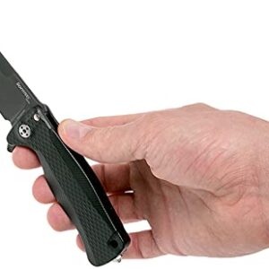 Lion Steel SR22A Sleipner Frame Lock Folding Pocket Knife - Machined Aluminum Handle, IKBS Ball Bearing System, Dual Carry Clip (Black Handle, Black Blade), one Size