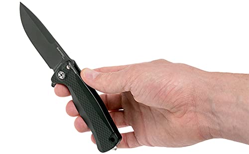 Lion Steel SR22A Sleipner Frame Lock Folding Pocket Knife - Machined Aluminum Handle, IKBS Ball Bearing System, Dual Carry Clip (Black Handle, Black Blade), one Size