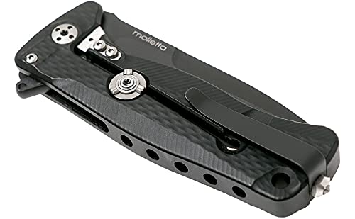 Lion Steel SR22A Sleipner Frame Lock Folding Pocket Knife - Machined Aluminum Handle, IKBS Ball Bearing System, Dual Carry Clip (Black Handle, Black Blade), one Size