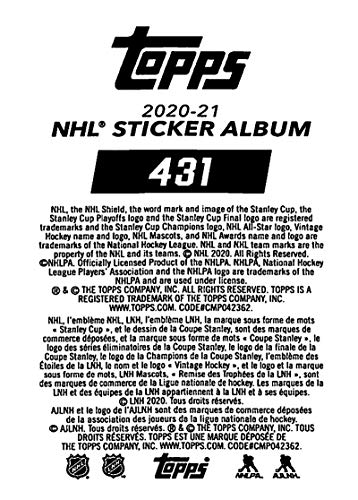 2020-21 Topps NHL Sticker #431 Nikita Kucherov Tampa Bay Lighting Hockey Sticker Card (Mini, Thin, Peelable Sticker)