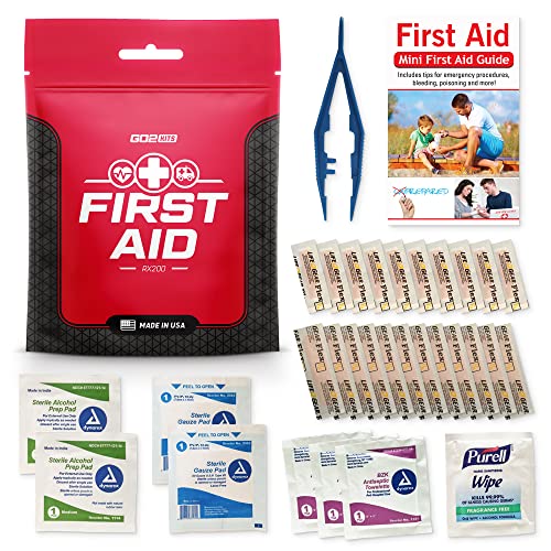 Go2Kits First Aid Kit 2.0 USA Made 38 Piece Basic Plus (1 Pack) Red