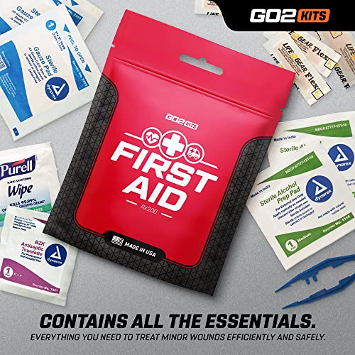 Go2Kits First Aid Kit 2.0 USA Made 38 Piece Basic Plus (1 Pack) Red