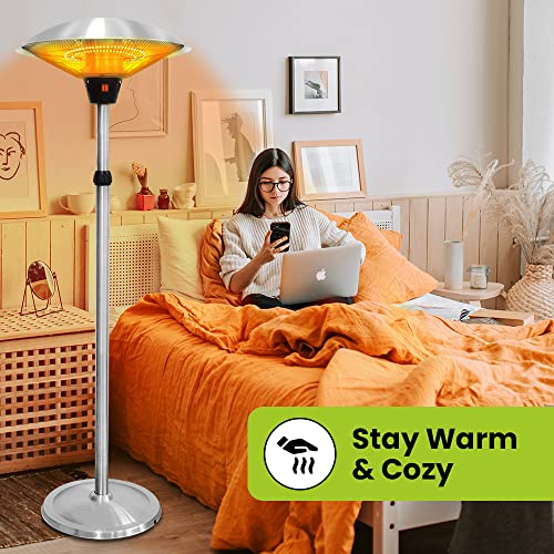 Gorilla Gadgets Electric Patio Heater 1500W for Outdoor Heating with Adjustable Height, Quiet Operation, Free Standing and Waterproof Space Warmer (EPH-SIL)