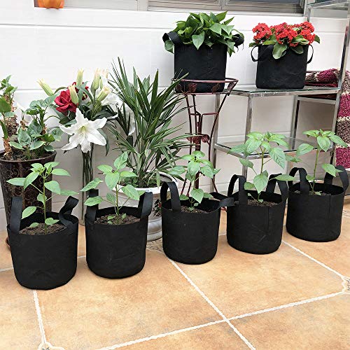 JERIA 16-Pack 7 Gallon Grow Bags, Heavy Duty Thickened Nonwoven Fabric Pots Container with Reinforced Handles, Vegetable/Flower/Plant Grow Pots Come with 16 Pcs Plant Labels