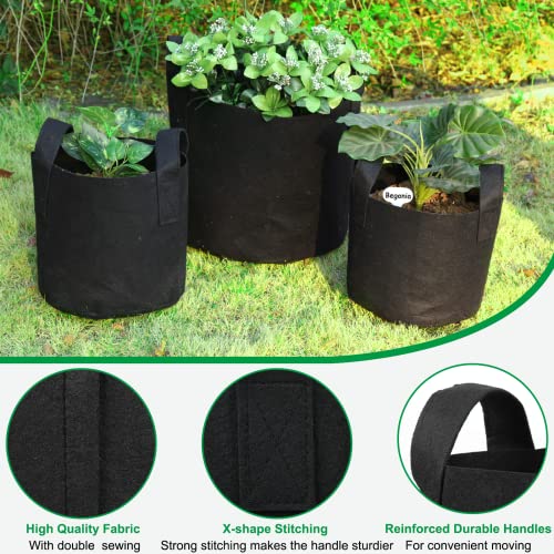 JERIA 16-Pack 7 Gallon Grow Bags, Heavy Duty Thickened Nonwoven Fabric Pots Container with Reinforced Handles, Vegetable/Flower/Plant Grow Pots Come with 16 Pcs Plant Labels