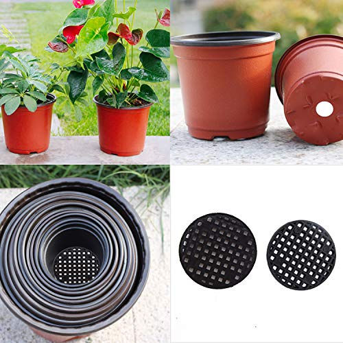 Honbay 100PCS Plastic Flower Pot Hole Mesh Pad Prevent Soil Loss Breathable Gasket Drainage Netting for Bonsai (45mm/1.8 Inch)