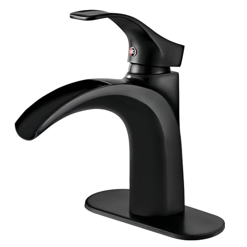 Matte Black Bathroom Sink Faucet Waterfall Single Handle One Hole by Beati Faucet