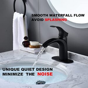 Matte Black Bathroom Sink Faucet Waterfall Single Handle One Hole by Beati Faucet