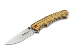 magnum by boker red pupil folding pocket knife 01sc071, brown