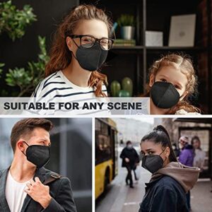 Taimu TM KN95 Face Masks for Protection Black Breathable Foldable Protective Masks Against PM2.5, Dust, Air Pollution for Adult, Men, Women(50 PCS)