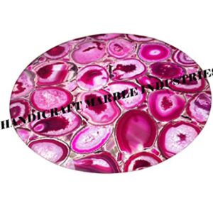 Pink Agate Stone Round 36" x 36" Inch Dining Table Top, Agate Stone Centre Table Top, Agate Stone Coffee Table Top, Agate Stone Meeting Room Table Top, Piece Of Conversation, Family HeirLoom