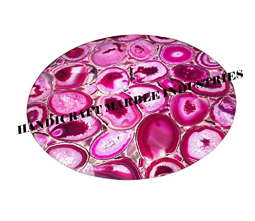 Pink Agate Stone Round 36" x 36" Inch Dining Table Top, Agate Stone Centre Table Top, Agate Stone Coffee Table Top, Agate Stone Meeting Room Table Top, Piece Of Conversation, Family HeirLoom