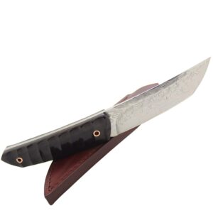 MASALONG VG10 Damascus Short tanto knife kni198 Full tang fixed blade (black handle)