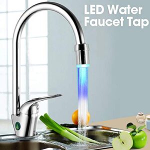 2-Pack 3-color LED Kitchen Water Faucet Head, Upgrade Temperature Sensitive Gradient Water Stream Color Changing Kitchen Spray Head Adapter Sink Lights for Kitchen and Bathroom, No Electric