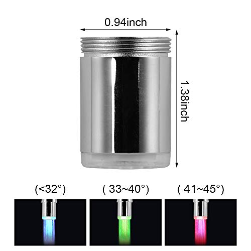 2-Pack 3-color LED Kitchen Water Faucet Head, Upgrade Temperature Sensitive Gradient Water Stream Color Changing Kitchen Spray Head Adapter Sink Lights for Kitchen and Bathroom, No Electric