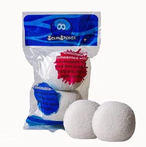 scumsponge scum sponge for hot tub to soak up oils, original oil-absorbing sponge, alternative for scumbug, ball and scum star, spa cleaner sponge for swimming pool, jacuzzi and hot tubs, 2 balls