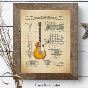 Guitar Patent Print - Iconic Electric Guitar of Famous Musicians - Music Gift for Rock n Roll Fan, Musicians, Guitar Player - Cool Wall Art, Home Decor Artwork Poster Picture - 8x10 Unframed