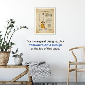 Guitar Patent Print - Iconic Electric Guitar of Famous Musicians - Music Gift for Rock n Roll Fan, Musicians, Guitar Player - Cool Wall Art, Home Decor Artwork Poster Picture - 8x10 Unframed