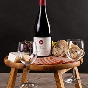 5 Sectional Round Wooden Serving Tray Platter For Wine Glasses And Cheese, Portable Wineglass Stand, Wood Wine Bottle Glass Holder Outdoor Wine Table, Wine Caddy Wine Gift, Charcuterie Board for Snack