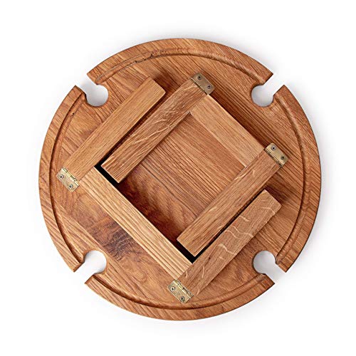 5 Sectional Round Wooden Serving Tray Platter For Wine Glasses And Cheese, Portable Wineglass Stand, Wood Wine Bottle Glass Holder Outdoor Wine Table, Wine Caddy Wine Gift, Charcuterie Board for Snack