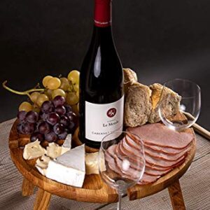 5 Sectional Round Wooden Serving Tray Platter For Wine Glasses And Cheese, Portable Wineglass Stand, Wood Wine Bottle Glass Holder Outdoor Wine Table, Wine Caddy Wine Gift, Charcuterie Board for Snack