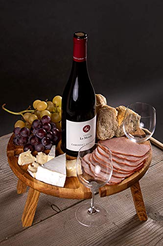 5 Sectional Round Wooden Serving Tray Platter For Wine Glasses And Cheese, Portable Wineglass Stand, Wood Wine Bottle Glass Holder Outdoor Wine Table, Wine Caddy Wine Gift, Charcuterie Board for Snack