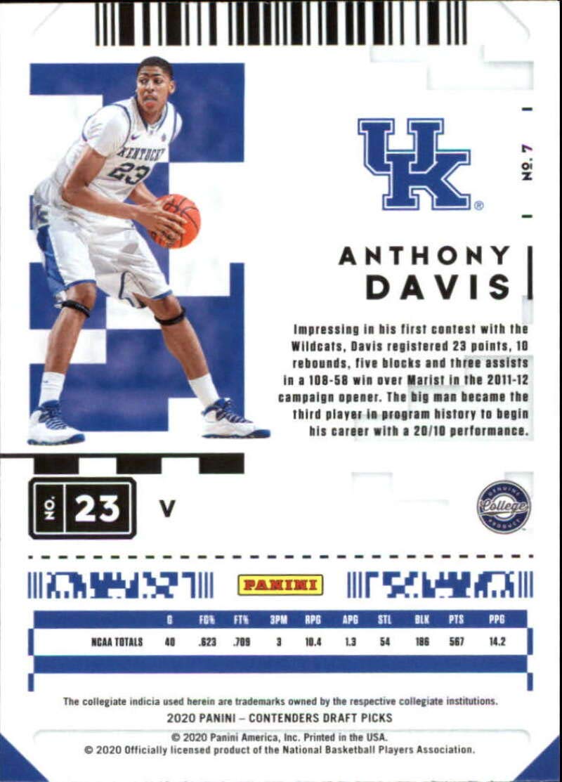 2020-21 Contenders Draft Picks Prospect Ticket Variation Basketball #7 Anthony Davis Kentucky Wildcats Official NCAA Licensed Trading Card by Panini America