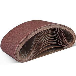 4x24 sanding belts 15pcs belt sander paper aluminum oxide (3 each of 80/120/150/240/400 grits) ideal for wood metal paint sanding