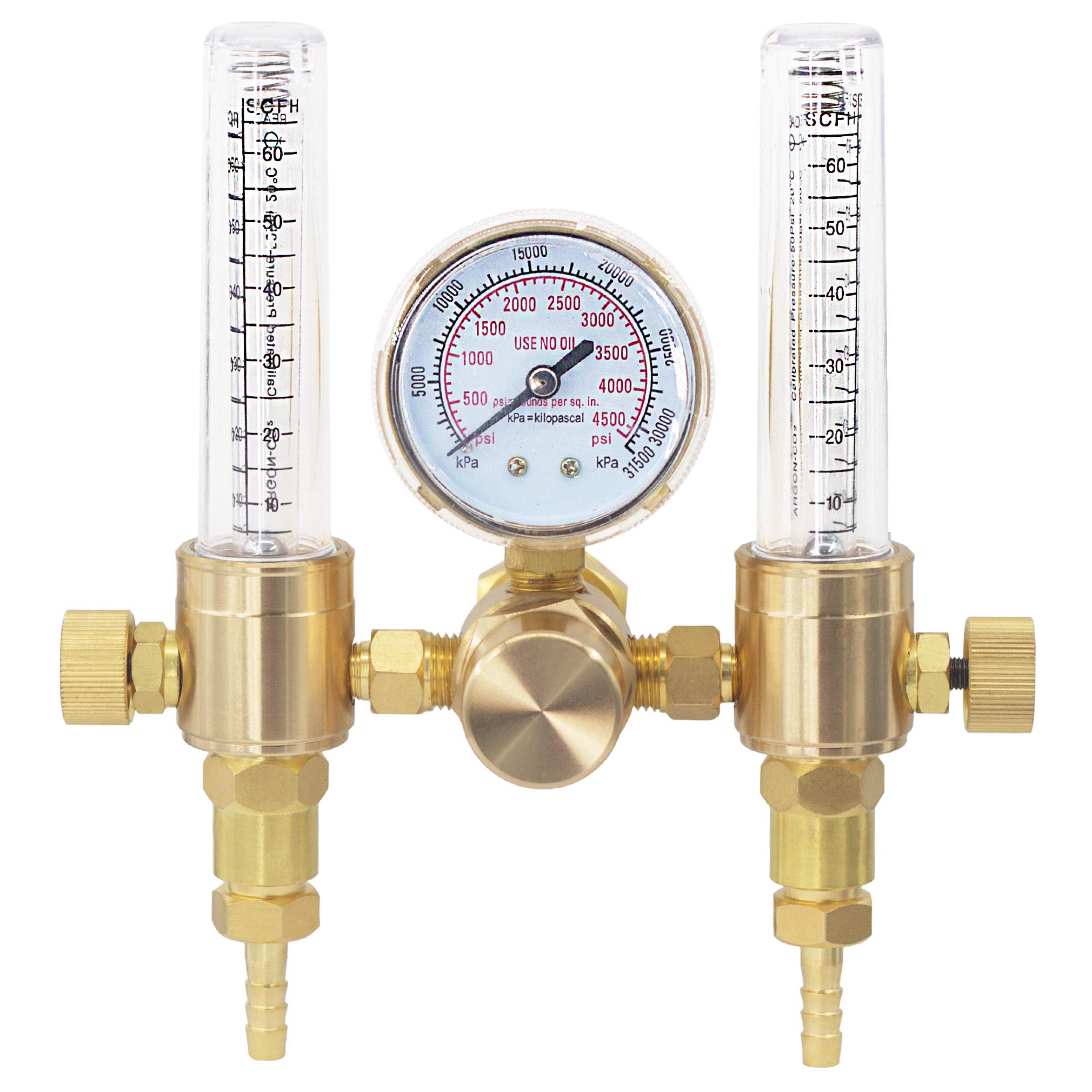 RX WELD Dual Output Argon Regulator Flow Meter Mig Tig 0-60CFH CGA580 Inlet 5/"8 UNF-18RH Outlet