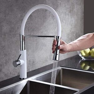 JinYuZe High-Arc Kitchen Sink Faucet Pot Filler 360 Degree Dual Function Single Handle Sleek Pull-Down Kitchen Faucet, White Chrome Finish