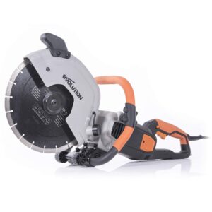 evolution power tools r300dct 12 inch concrete saw (aka circular saw, angle grinder, chop / cut off saw, demo saw, disc / power cutter) electric motor, no gas - 4-1/2" cut - incl diamond masonry blade