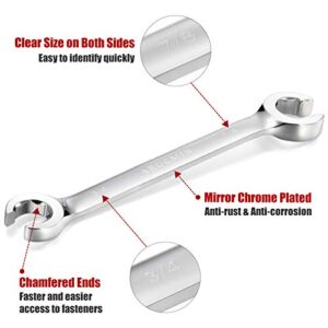 ARUCMIN Flare Nut Wrench Set,12-Piece Chrome Vanadium Steel Wrench Set SAE & Metric 1/4"-7/8" and 6-21mm with Organizer Box