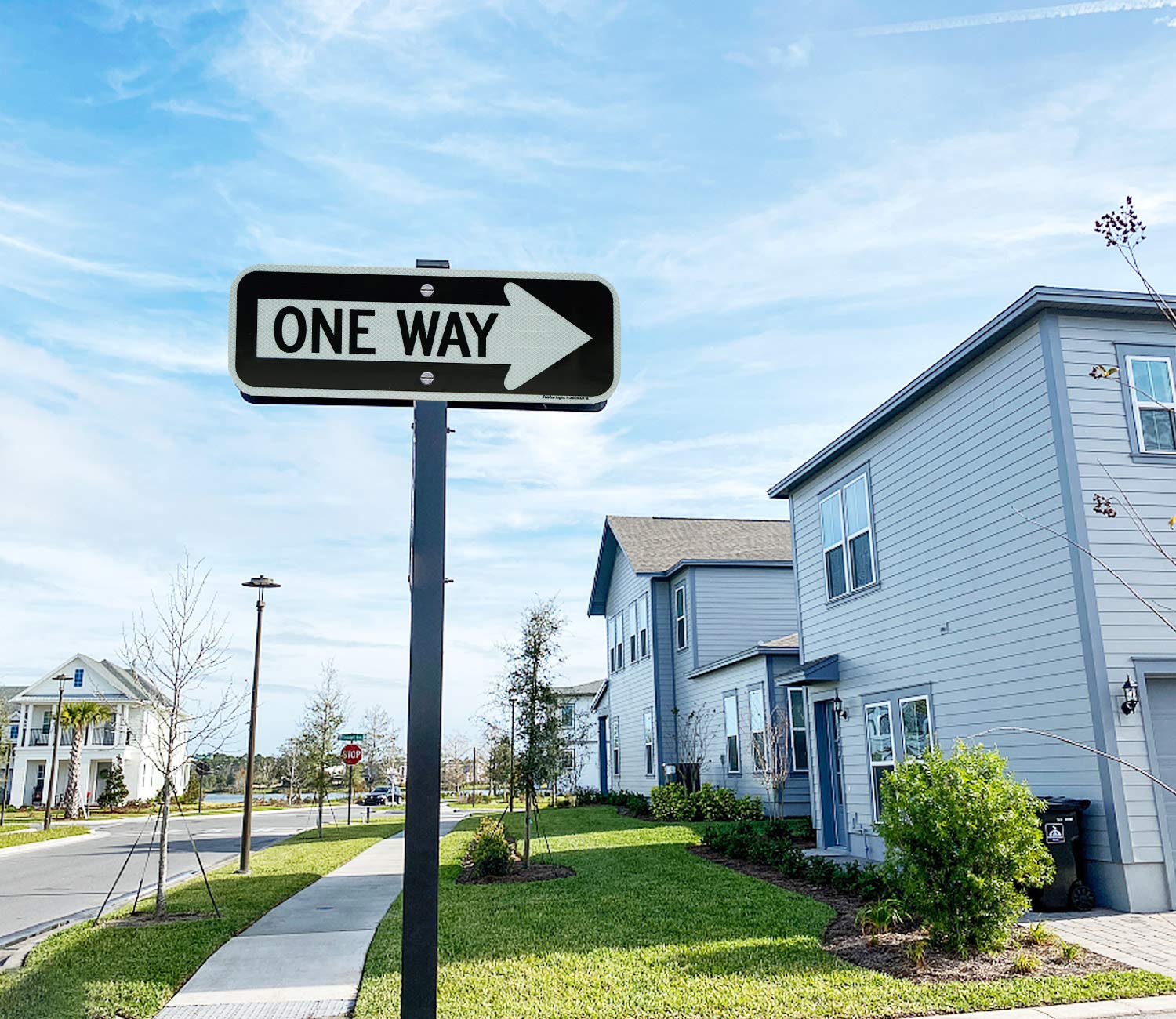 One Way Sign with Right Arrow,18x6 Inches Engineer Grade Reflective Rust Free Aluminum,Weather/Fade Resistant, UV Protected,Easy to Mount,Indoor/Outdoor Use