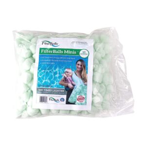 filterballs minis - clean tech filter media - made in the usa, easy to install filter media for above ground pools - replacement for sand, zeolite, and mystic white - 1/2 cubic ft. bag, color may vary