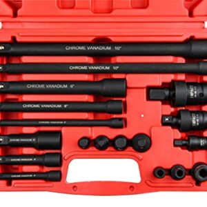 SEKETMAN 18-Piece Drive Tool Accessory Set,Includes Socket Adapters, Extensions and Universal Joints and Impact Coupler, Professional Socket Accessories