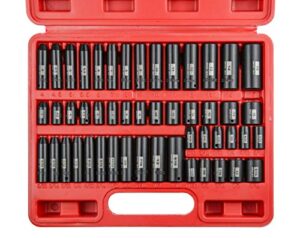 seketman 50-piece 1/4" inch drive deep and shallow impact socket set, sae/metric(5/32-inch to 9/16-inch and 4-15mm),cr-v-50bv30