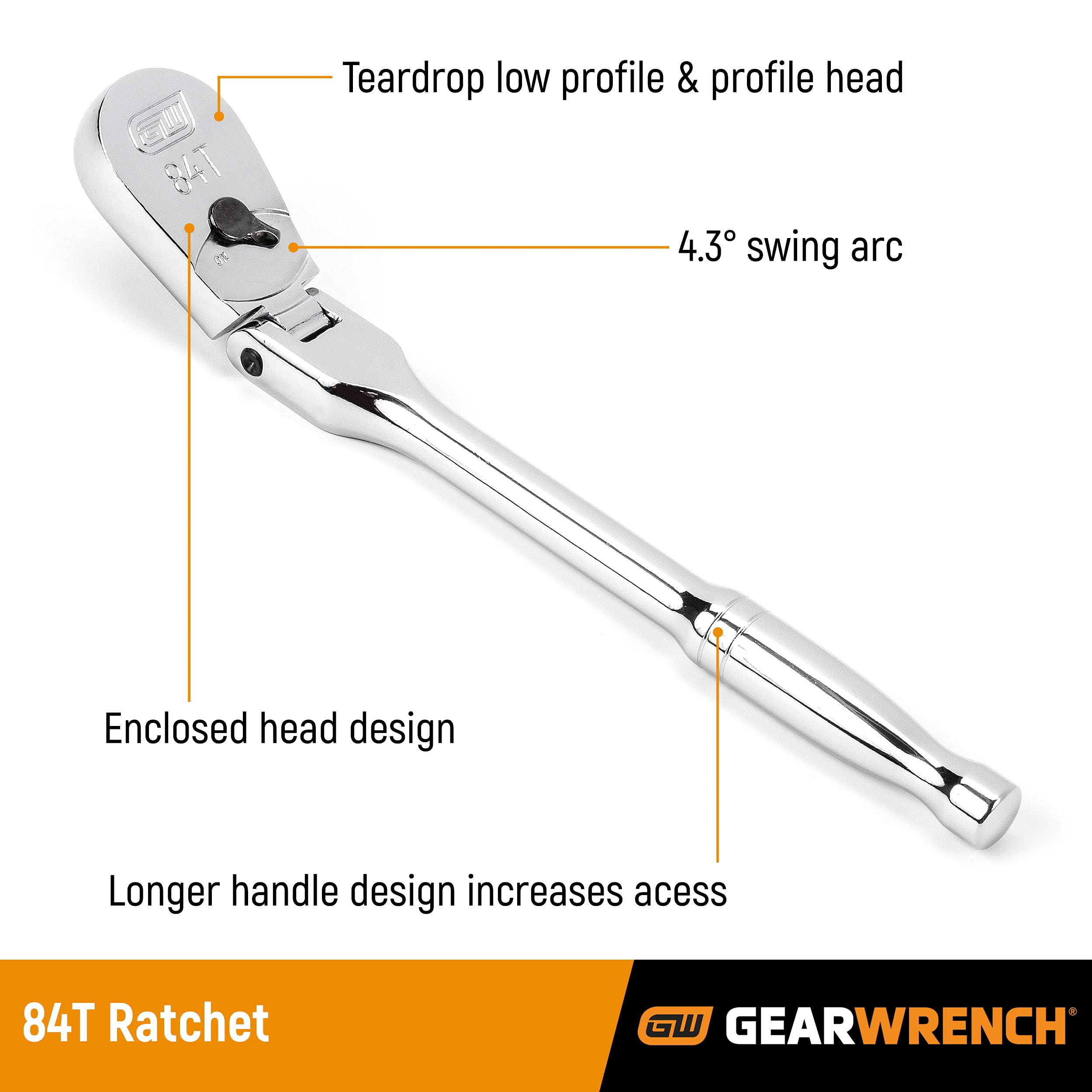 GEARWRENCH 4 Pc. Flex Handle RATCHET SET, 84T - 81230A-07