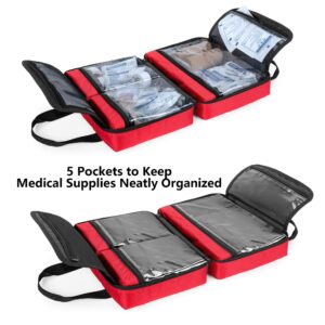 Trunab Small First Aid Kit Bag Empty Portable Emergency Kits Trauma Bag, Ideal for Car, Home, Camping and Hiking, Red Bag Only