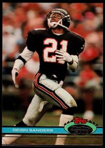 1991 stadium club football #3 deion sanders atlanta falcons official nfl trading card from the topps company in raw (nm or better) condition