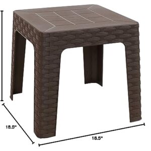 Sunnydaze 18-Inch Square Indoor/Outdoor Plastic Side Table - Set of 2 Tables - Brown