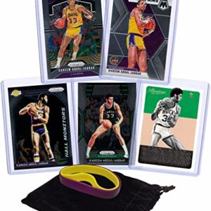 Kareem Abdul-Jabbar Basketball Cards Assorted (5) Bundle - Los Angeles Lakers, Milwaukee Bucks Trading Card Gift Pack