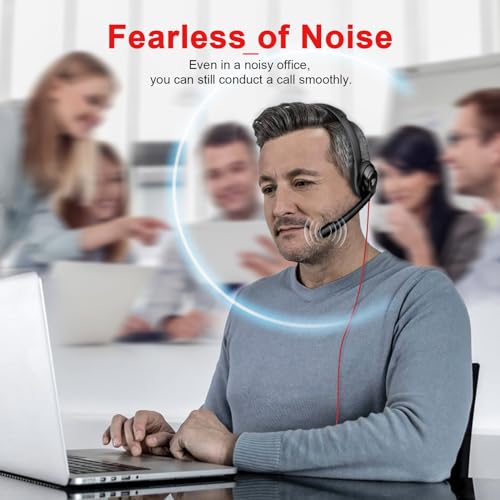 NUBWO HW02 USB Computer Headset with Clear Chat Microphone, Lightweight On-Ear Wired Headset for MS Teams, Skype, Webinars, Call Center and More (Black)