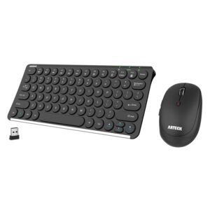 arteck 2.4g wireless keyboard and mouse combo ultra compact slim stainless full size keyboard and ergonomic mouse for computer/desktop/pc/laptop and windows 10/8/7 build in rechargeable battery