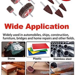 40 Pack 1/4" Abrasive Flap Wheel Sander Set, Rocaris 80 Grit Aluminum Oxide Flap Wheels Cone Shape Sanding Wheel