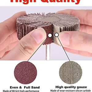 40 Pack 1/4" Abrasive Flap Wheel Sander Set, Rocaris 80 Grit Aluminum Oxide Flap Wheels Cone Shape Sanding Wheel