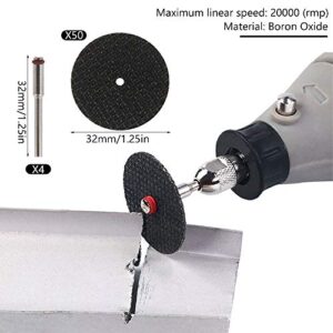 54 Pcs Abrasive Cutting Tool Accessory Reinforced Fiberglass Cut Off Wheels Abrasive Cutting Tool Disc with 4 Mandrels Included Rotary Discs Compatible with Dremel Cutting Rotary Tool Accessory