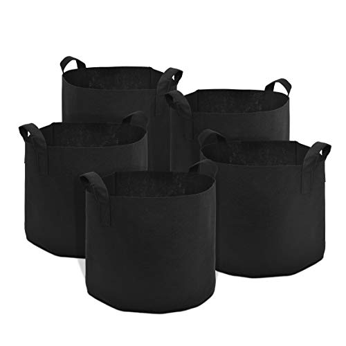 ZENPAC 5 Pack 20 Gallon Large Grow Bags with Handles, Fabric Planters for Outdoor Plants, Felt Planters for Flowers, Vegetables, Gardening, Bulk